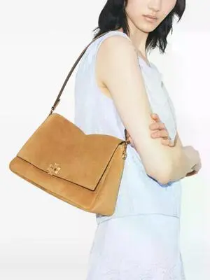 Tory Burch Charlie Leather Shoulder Bag - Neutrals