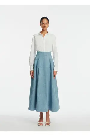 Lela Rose Denim A-line Skirt