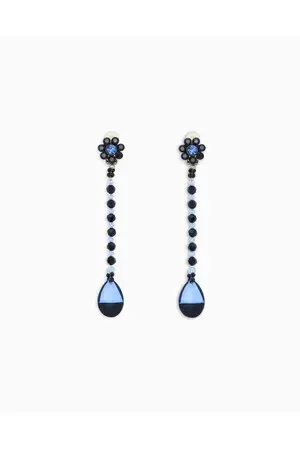Giorgio Armani Pendant Earrings With Swarovski Crystals - Blue