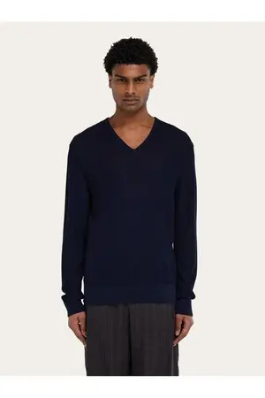 FERRAGAMO V-neck Cotton-viscose Blend Sweater