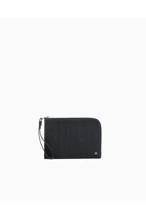 Giorgio Armani Printed Leather Pochette - Black