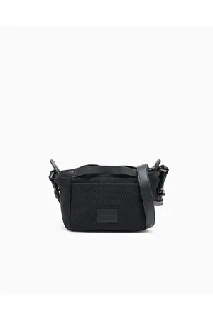 Giorgio Armani Mesh And Leather Crossbody Bag - Black