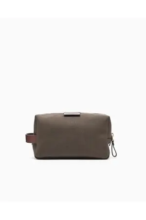 Giorgio Armani Canvas And Leather Washbag - Brown