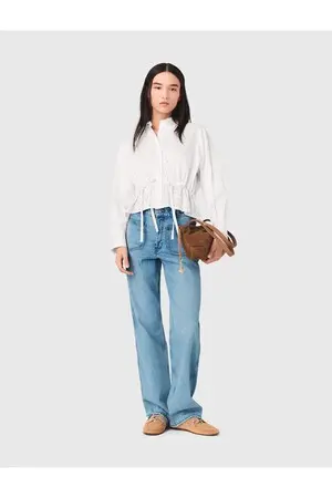 Maje High-waisted Flared Jeans With Chain