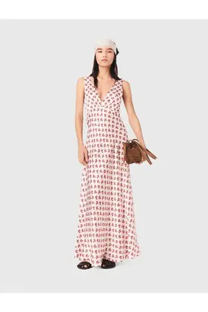 Maje Patterned Silk Maxi Dress