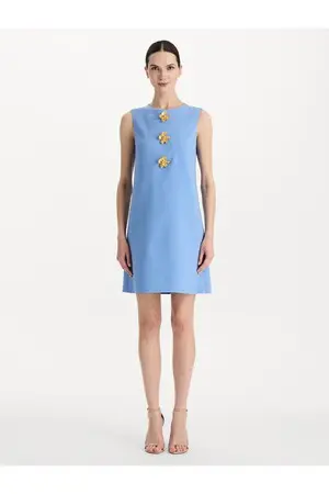 Oscar De La Renta Button-detailed Wool Shift Dress
