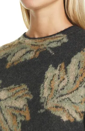 Vince Leaf Jacquard Sweater