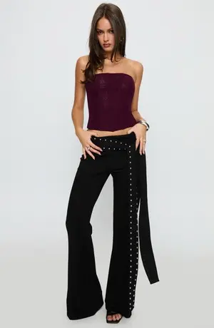 Princess Polly Oscuro Mesh Corset Top - Currant