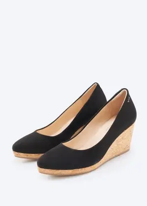 VISCATA Riera Suede Cork Wedges - Black
