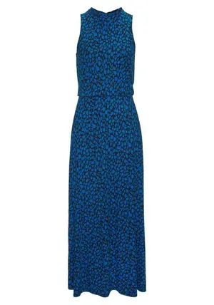 LASCANA High Neck Maxi Dress - Blue-printed