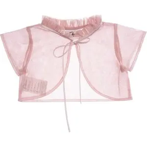 TULLEEN Mesh Ruffle Cardigan - Rose