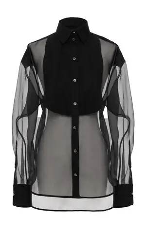 DES_PHEMMES Pleated Tuxedo Shirt - Black
