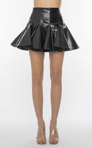 DES_PHEMMES Godet Mini Skirt - Black