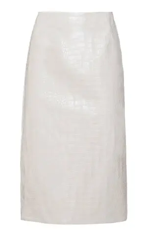 DES_PHEMMES Croc-embossed Knee-length Skirt - White