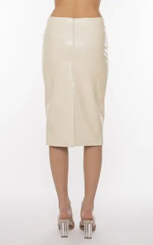DES_PHEMMES Croc-embossed Knee-length Skirt - White