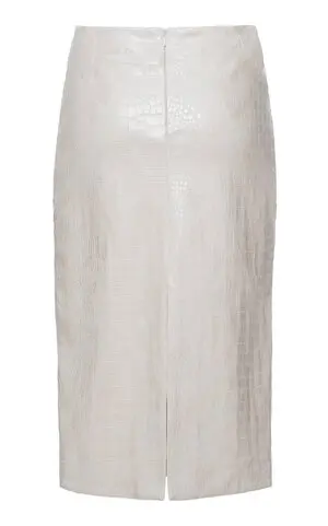 DES_PHEMMES Croc-embossed Knee-length Skirt - White