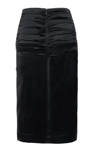 DES_PHEMMES Embellished Ruched Midi Skirt - Black