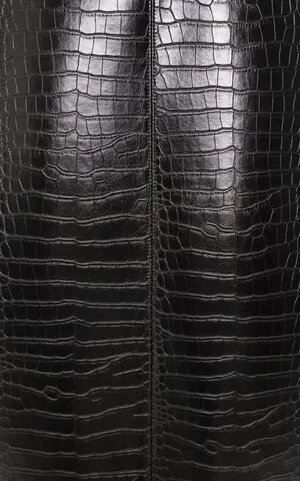 DES_PHEMMES Croc-embossed Wide-leg Trousers - Black