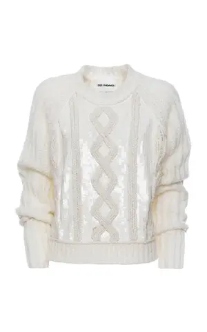 DES_PHEMMES Sequined Wool-blend Sweater