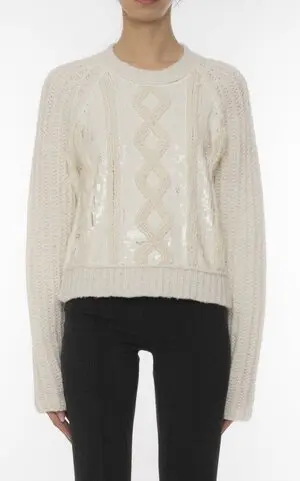 DES_PHEMMES Sequined Wool-blend Sweater
