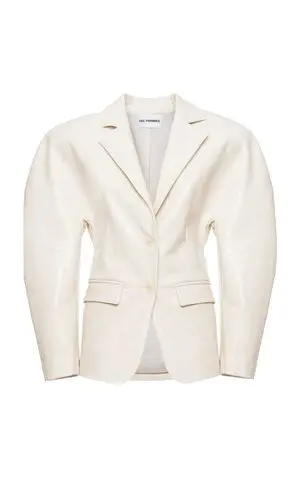 DES_PHEMMES Croc-embossed Blazer - White