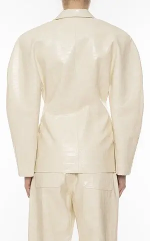 DES_PHEMMES Croc-embossed Blazer - White