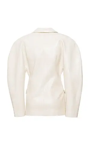 DES_PHEMMES Croc-embossed Blazer - White