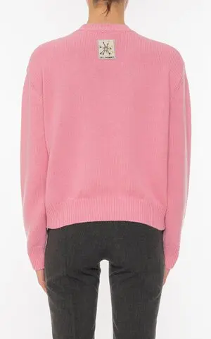 DES_PHEMMES Embroidered Wool-blend Sweater - Pink