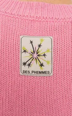 DES_PHEMMES Embroidered Wool-blend Sweater - Pink