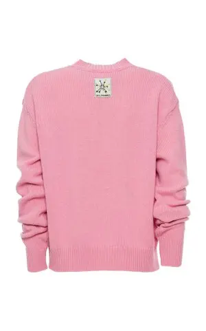 DES_PHEMMES Embroidered Wool-blend Sweater - Pink