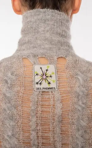 DES_PHEMMES Open-knit Mohair Turtleneck - Light Grey