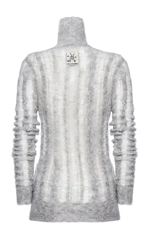 DES_PHEMMES Open-knit Mohair Turtleneck - Light Grey
