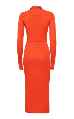 DES_PHEMMES Polo Wrap Midi Dress - Orange