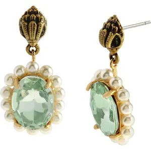 Kurt Geiger Eagle Head Crystal Drop Earrings - Light Green