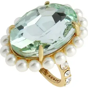 Kurt Geiger Oval Stone Faux Pearl Cocktail Ring - Light Green