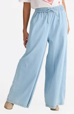 TALISMAN THE LABEL Freedom Wide Leg Cotton Drawstring Pants