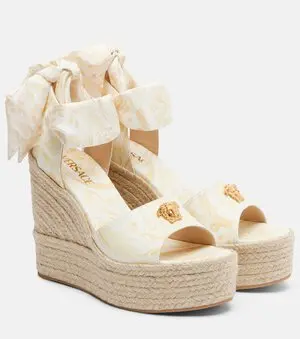 Versace 120 Leather Platform Espadrille Wedges
