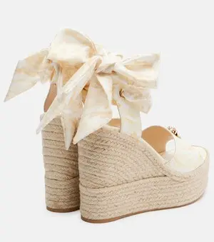 Versace 120 Leather Platform Espadrille Wedges