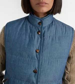 Loro Piana Kris Cotton Chambray Puffer Jacket