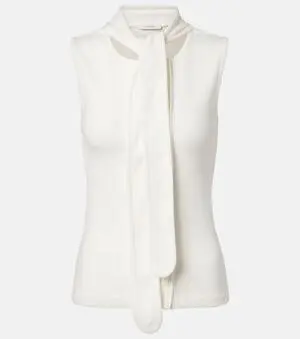 LEMAIRE Scarf-detail Cotton And Linen Jersey Top - White