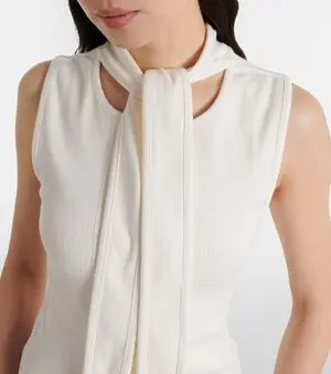 LEMAIRE Scarf-detail Cotton And Linen Jersey Top - White