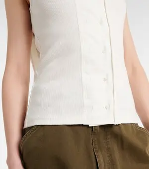LEMAIRE Scarf-detail Cotton And Linen Jersey Top - White