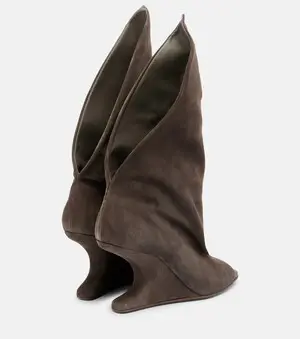 Rick Owens Cantilever Suede Peep-toe Boots