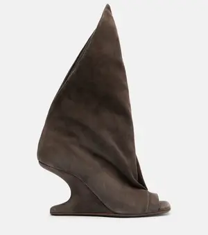 Rick Owens Cantilever Suede Peep-toe Boots
