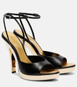 Paris Texas Gala Leather Platform Sandals - Black