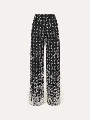 Oscar De La Renta Woven Denim Jacquard Pant