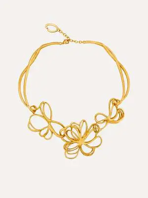 Oscar De La Renta Threaded Flower Necklace - Gold