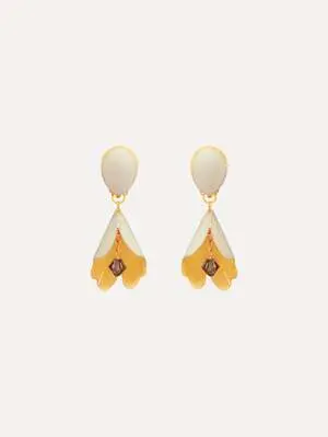 Oscar De La Renta Enamel Bellflower Clip-on Earrings - White