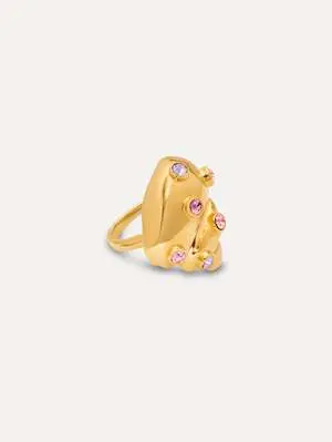 Oscar De La Renta Seashell Rhinestone Ring - One-color