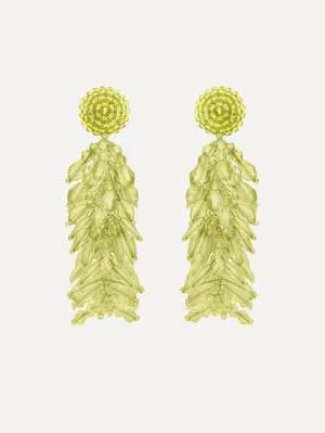Oscar De La Renta Beaded Cascade Tassel Clip-on Earrings - One-color